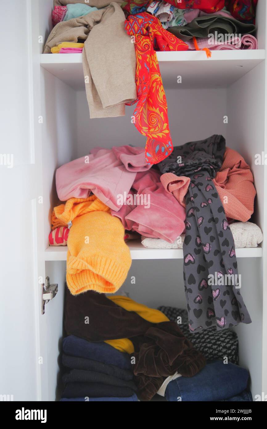 rawer with messy cloths top view Stock Photo - Alamy