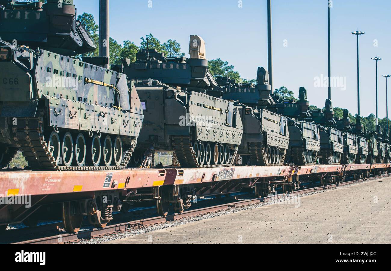 Bradley fighting vehicles belonging to 3rd Battalion, 69th Armor ...