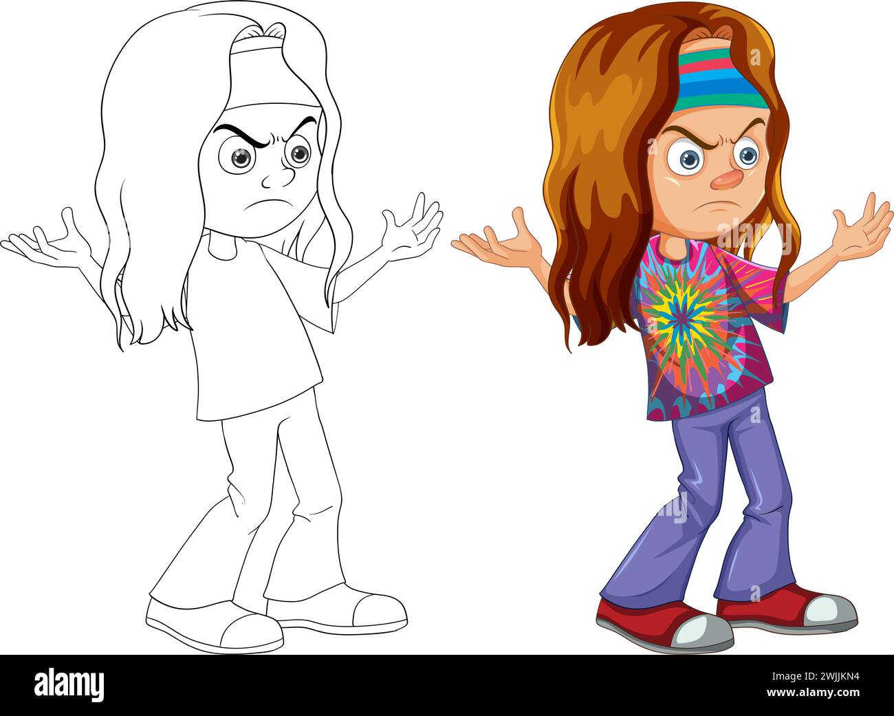 "Vector illustration of a girl with a puzzled expression Stock Vector ...