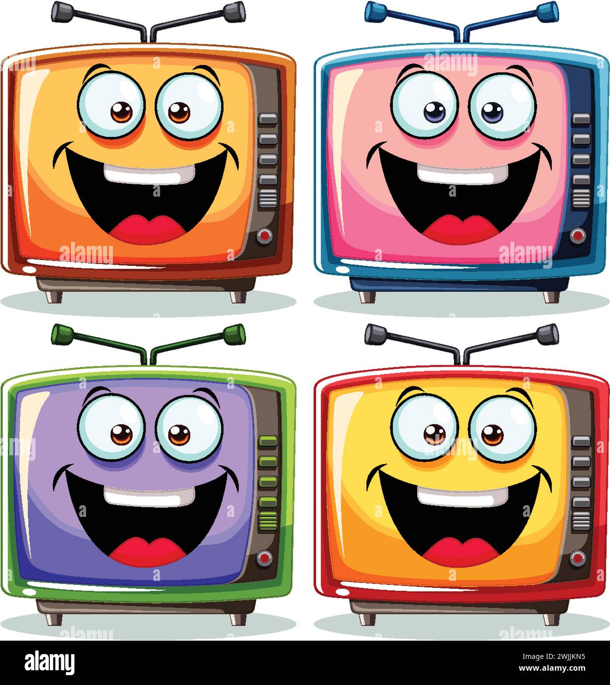 Four cheerful animated television characters smiling Stock Vector Image ...