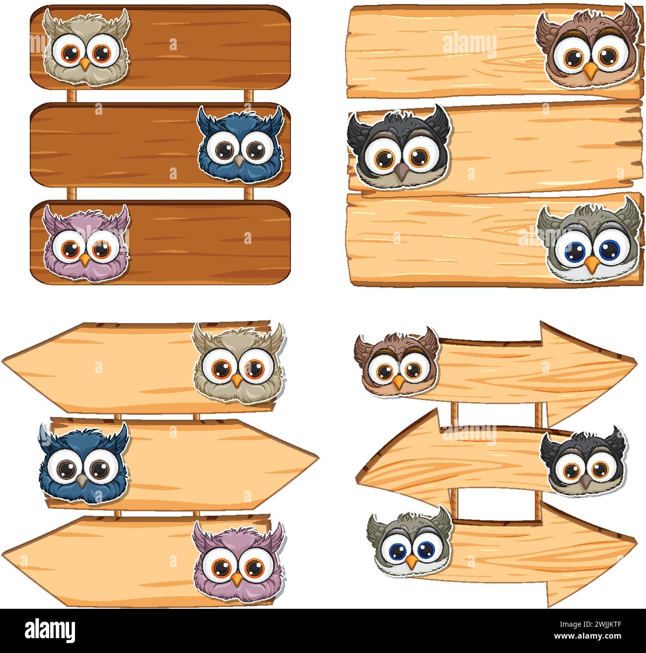 Vector illustration of owls on directional signs Stock Vector Image ...