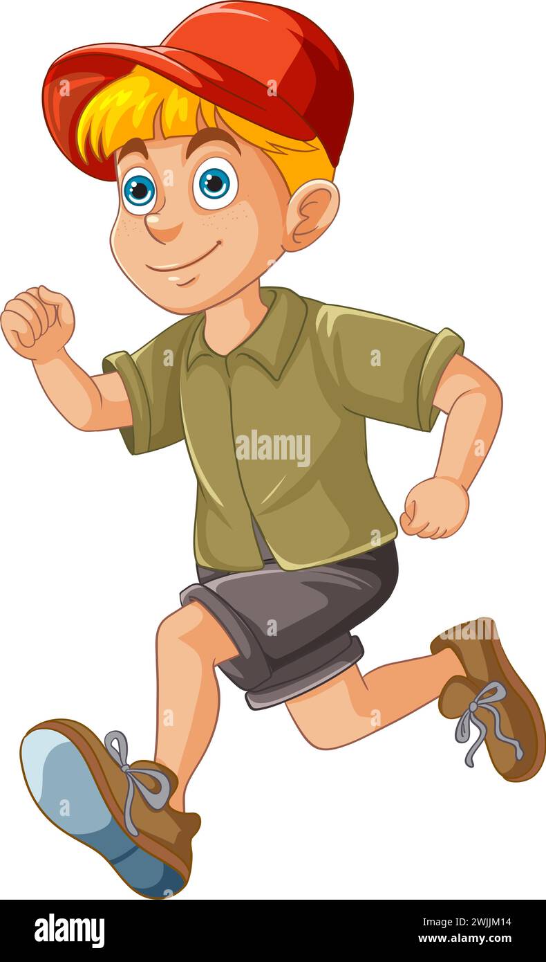 Cartoon boy running with a happy expression Stock Vector Image & Art ...
