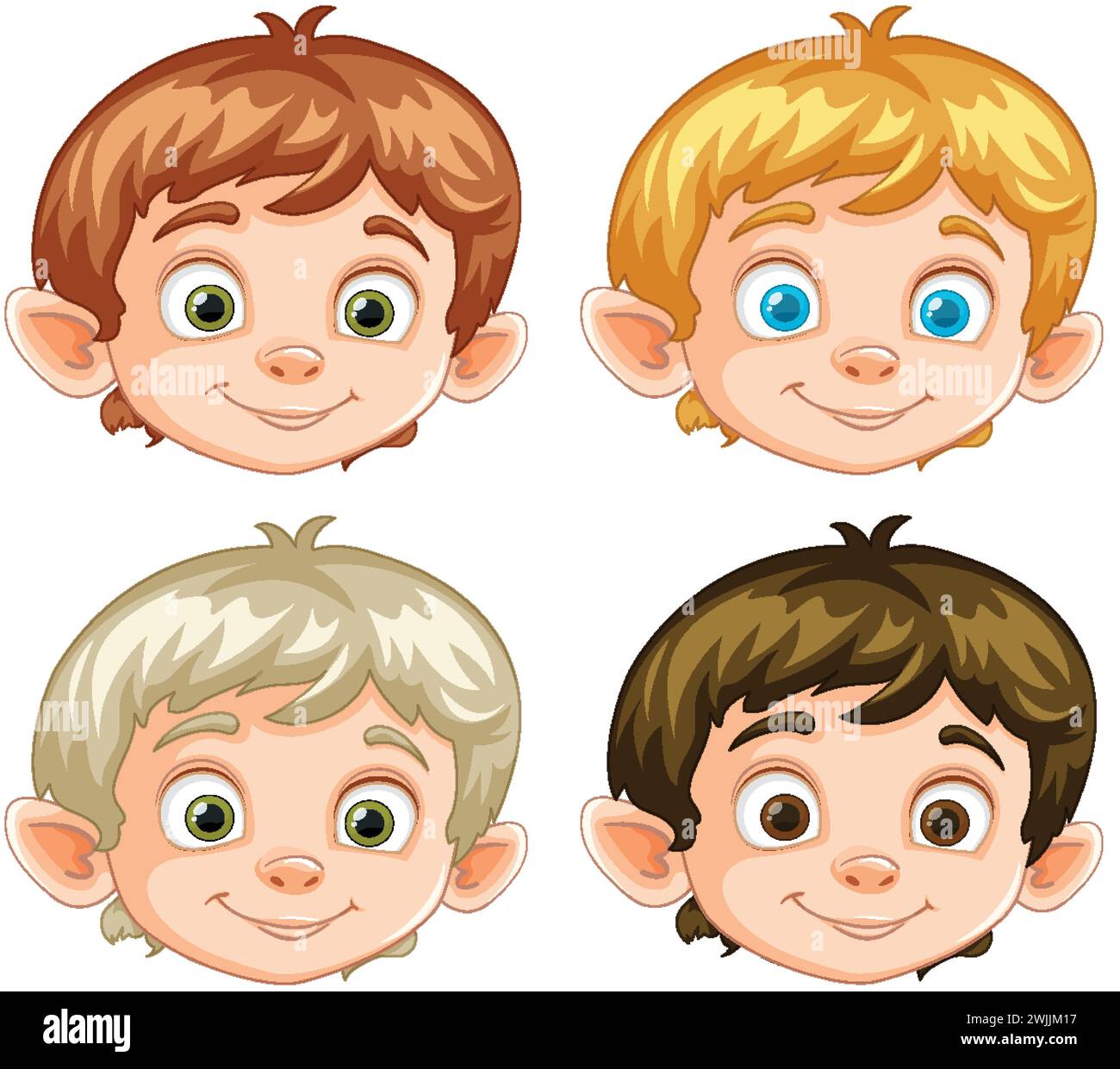 Four cartoon boys with different hair colors Stock Vector Image & Art ...