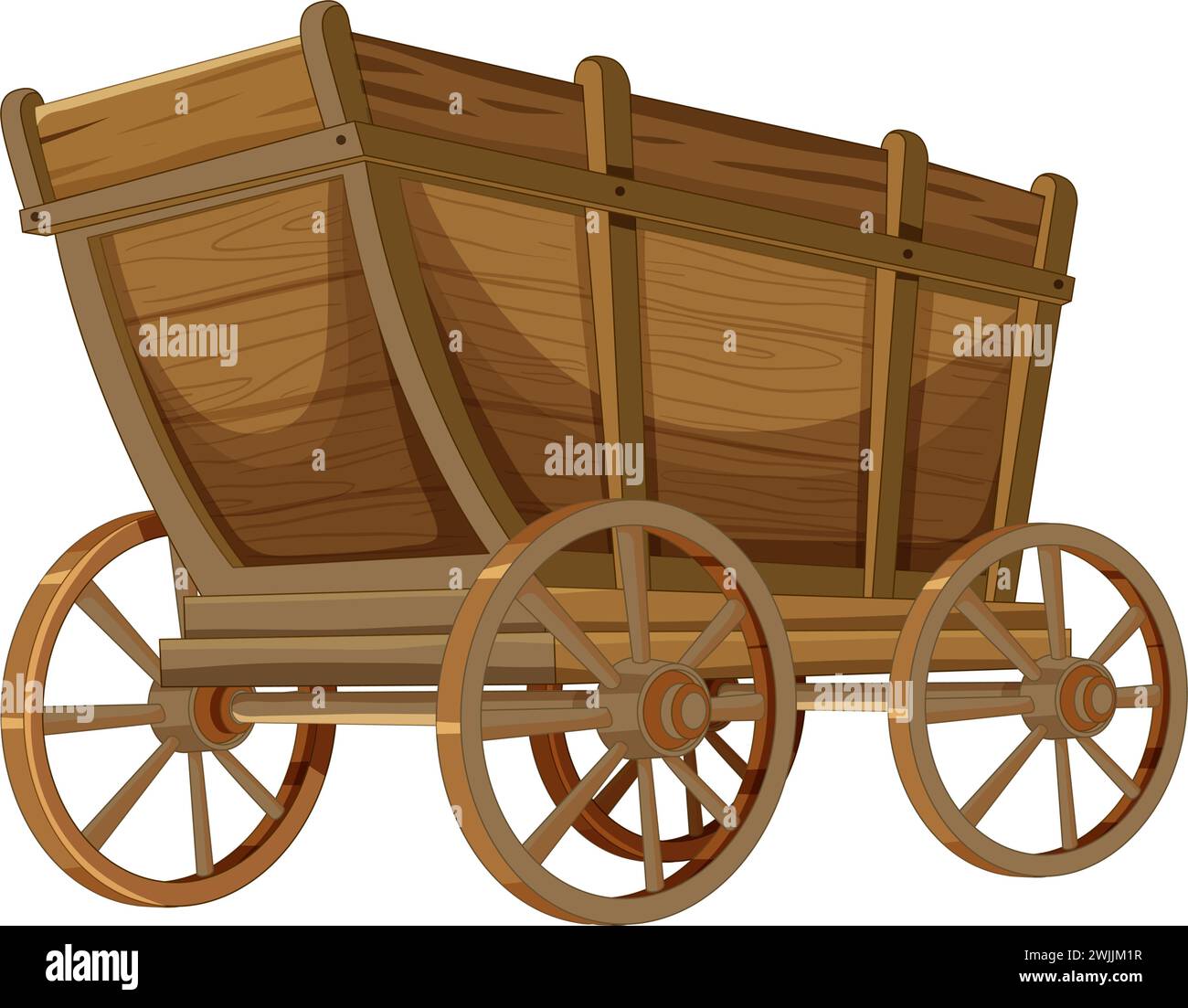 Detailed vector of an old-fashioned wooden cart Stock Vector Image ...