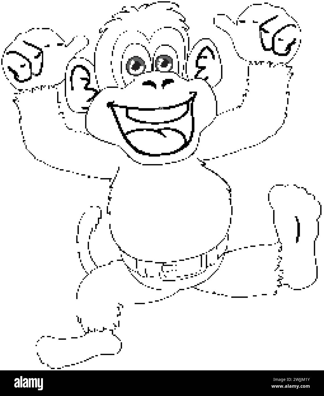 Happy cartoon monkey with arms raised in joy Stock Vector Image & Art ...