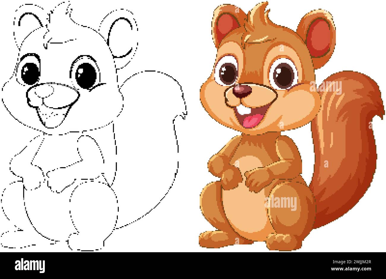Vector illustration of a squirrel, colored and outlined Stock Vector ...
