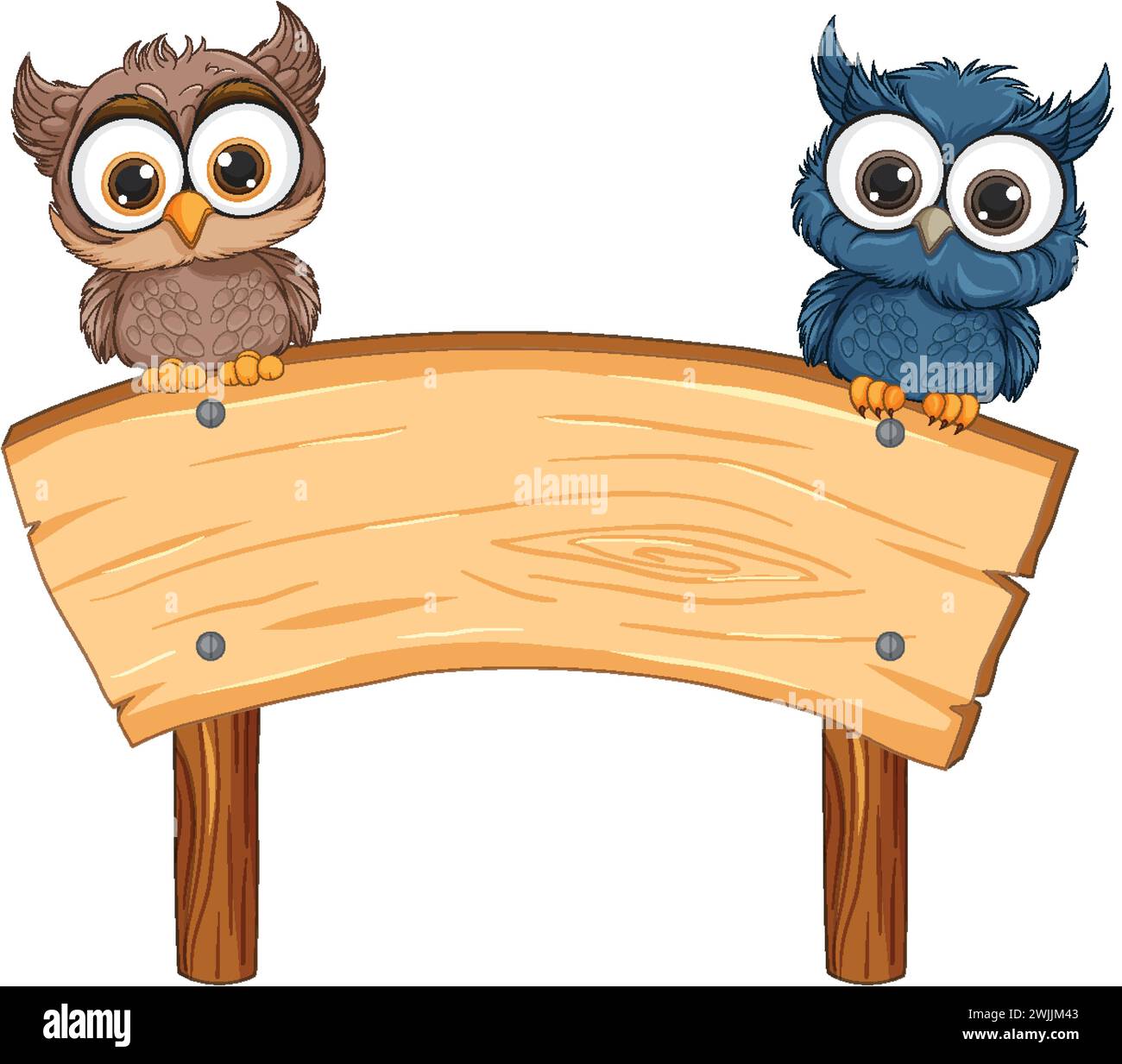 Two cartoon owls perched on a blank sign Stock Vector Image & Art - Alamy