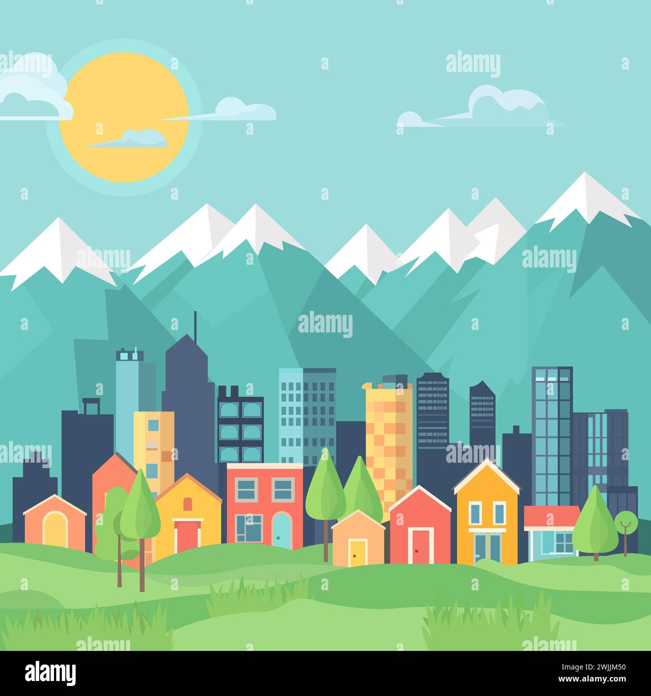 Bright sun building Stock Vector Images - Alamy