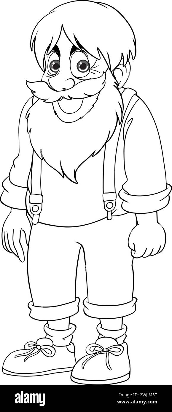 Black and white line art of a dwarf character Stock Vector Image & Art ...