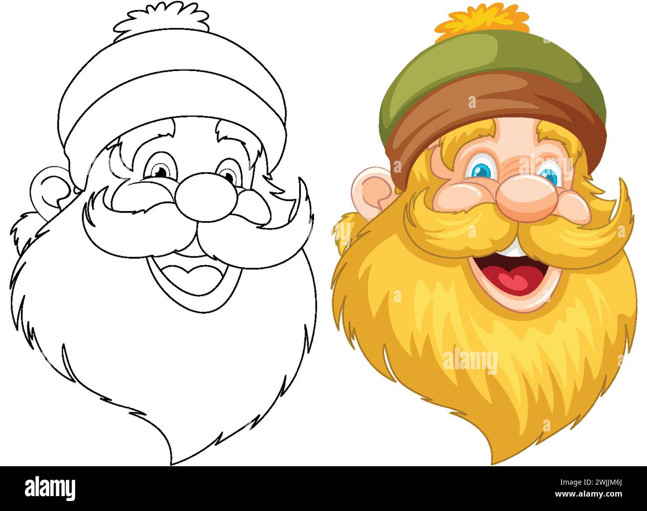 Two stages of a cartoon character, outlined and colored Stock Vector ...