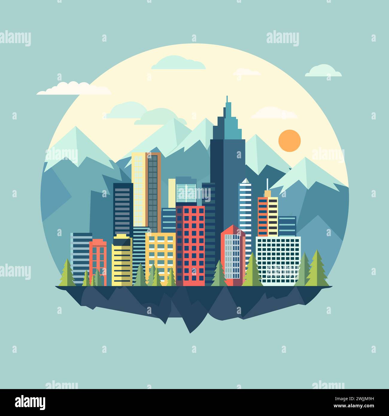 Town view Stock Vector Images - Alamy