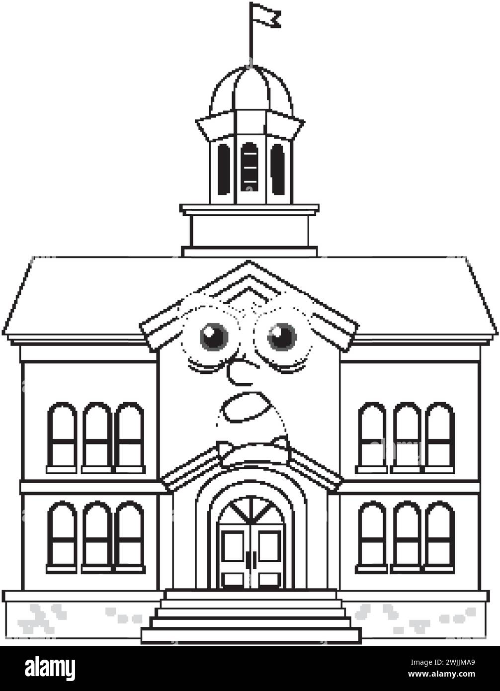 Vector illustration of a schoolhouse with a sad face Stock Vector Image ...