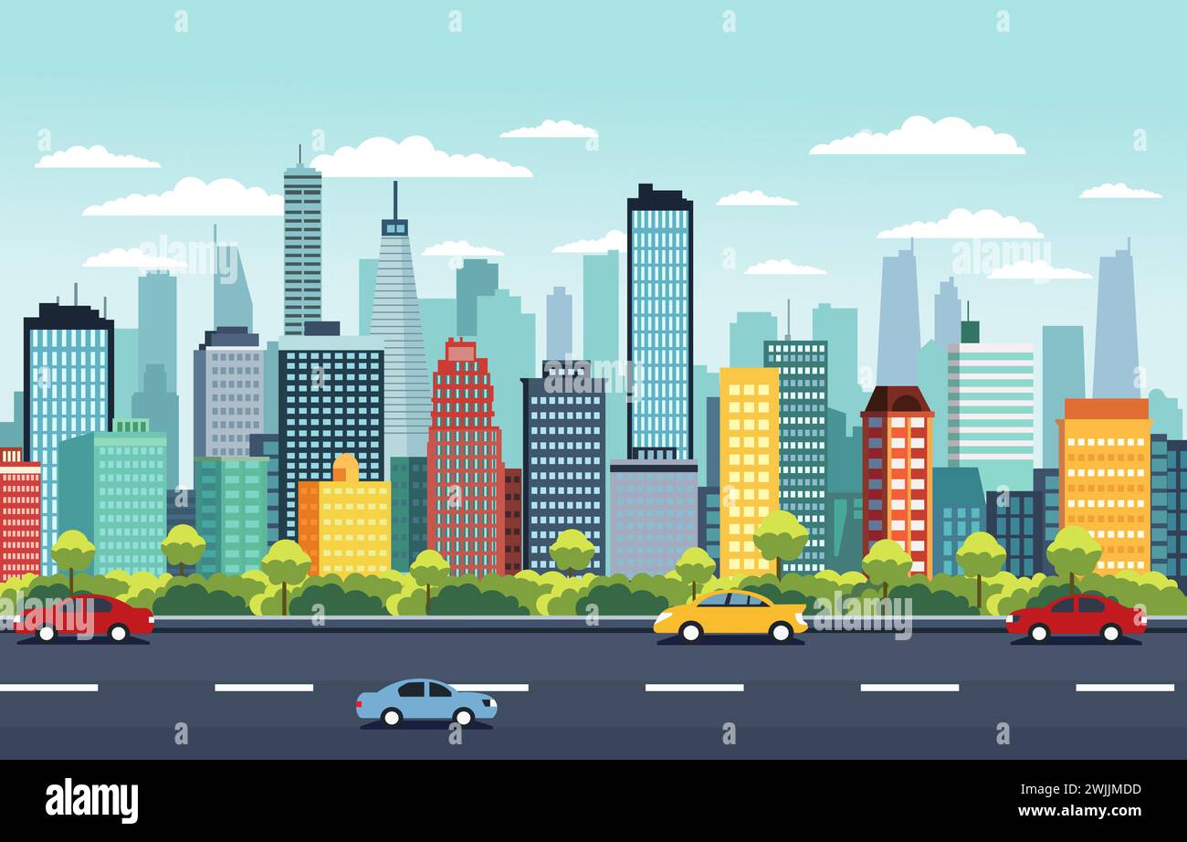 Cityscape with cars Stock Vector Images - Alamy