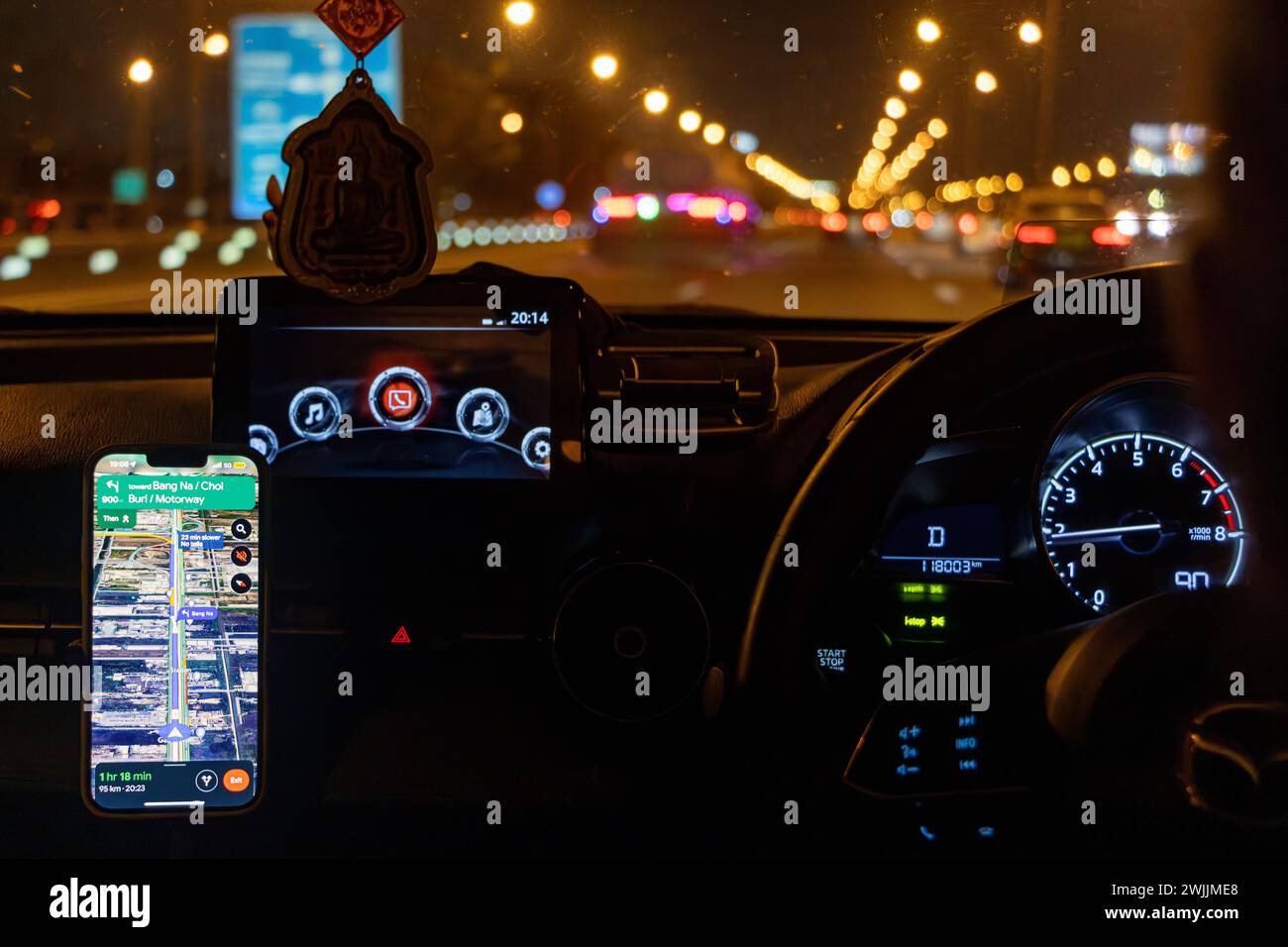 Night driving with route navigation in a smart phone attached to a ...