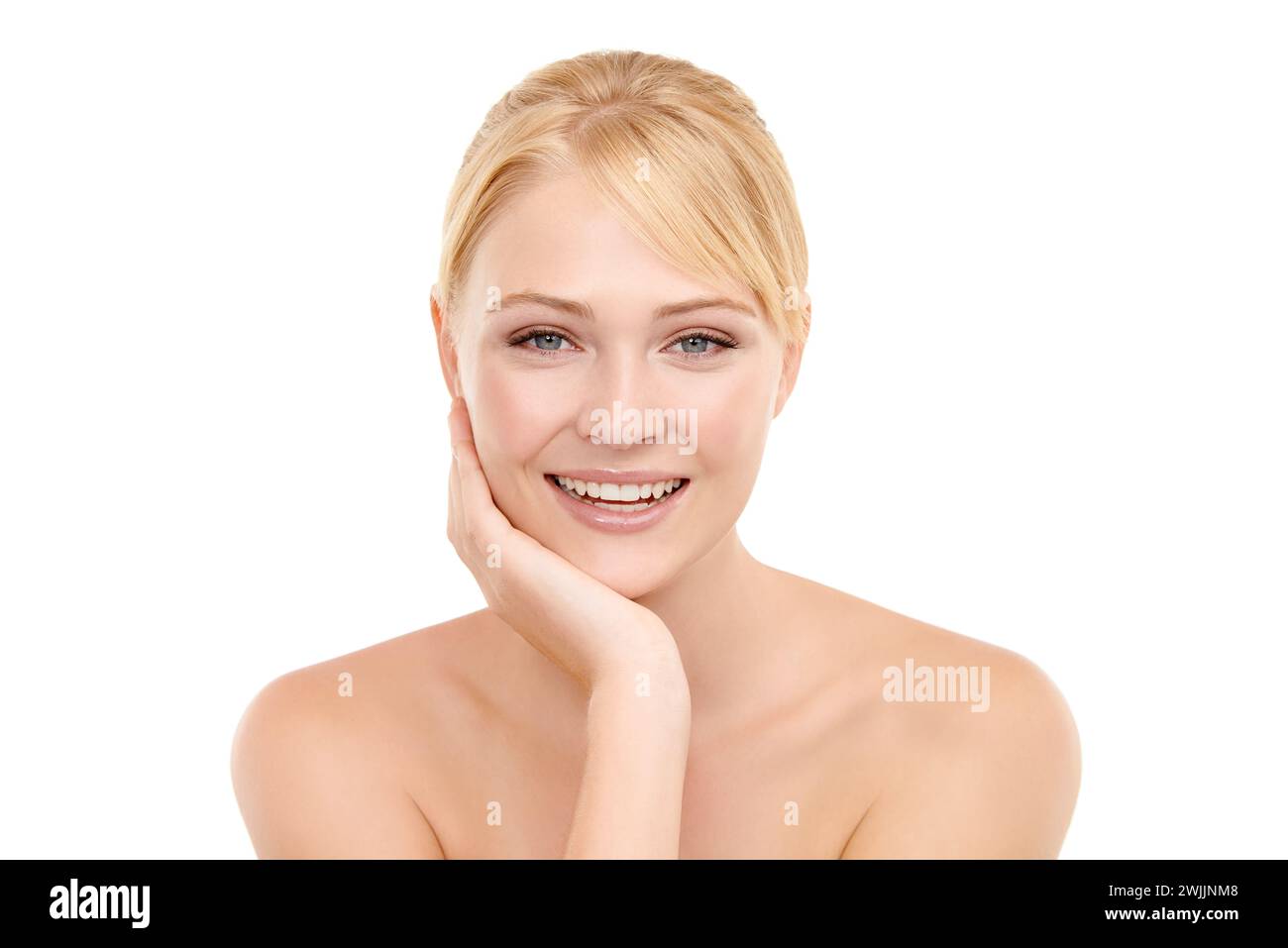 Happy, beauty and portrait of woman in studio with natural, health and ...