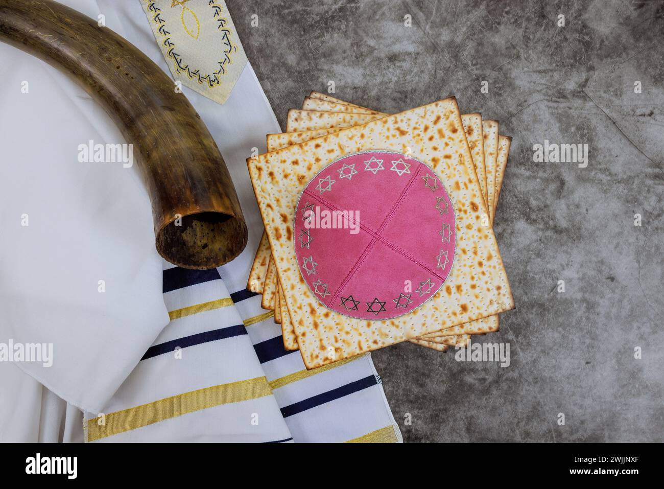 Passover ritual includes Matzah, unleavened bread, is symbolized Pesach ...