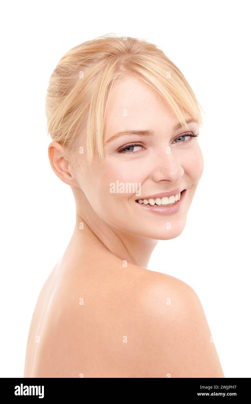 Skincare, cosmetic and portrait of woman in studio with natural, health ...