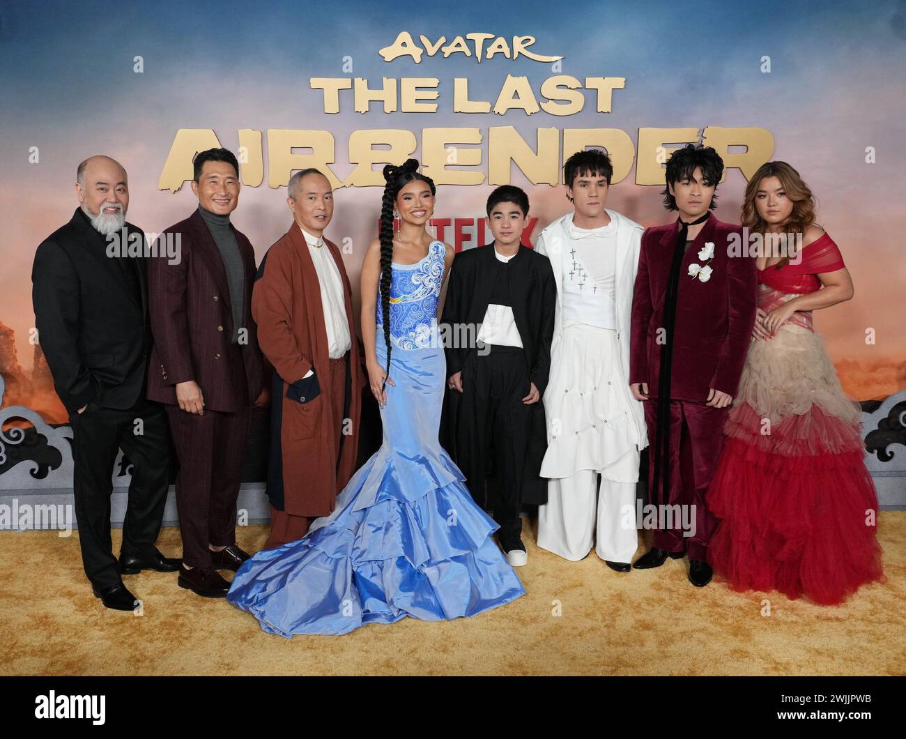 Los Angeles, USA. 15th Feb, 2024. (L-R) AVATAR: THE LAST AIRBENDER Cast - Paul Sun-Hyung Lee ...