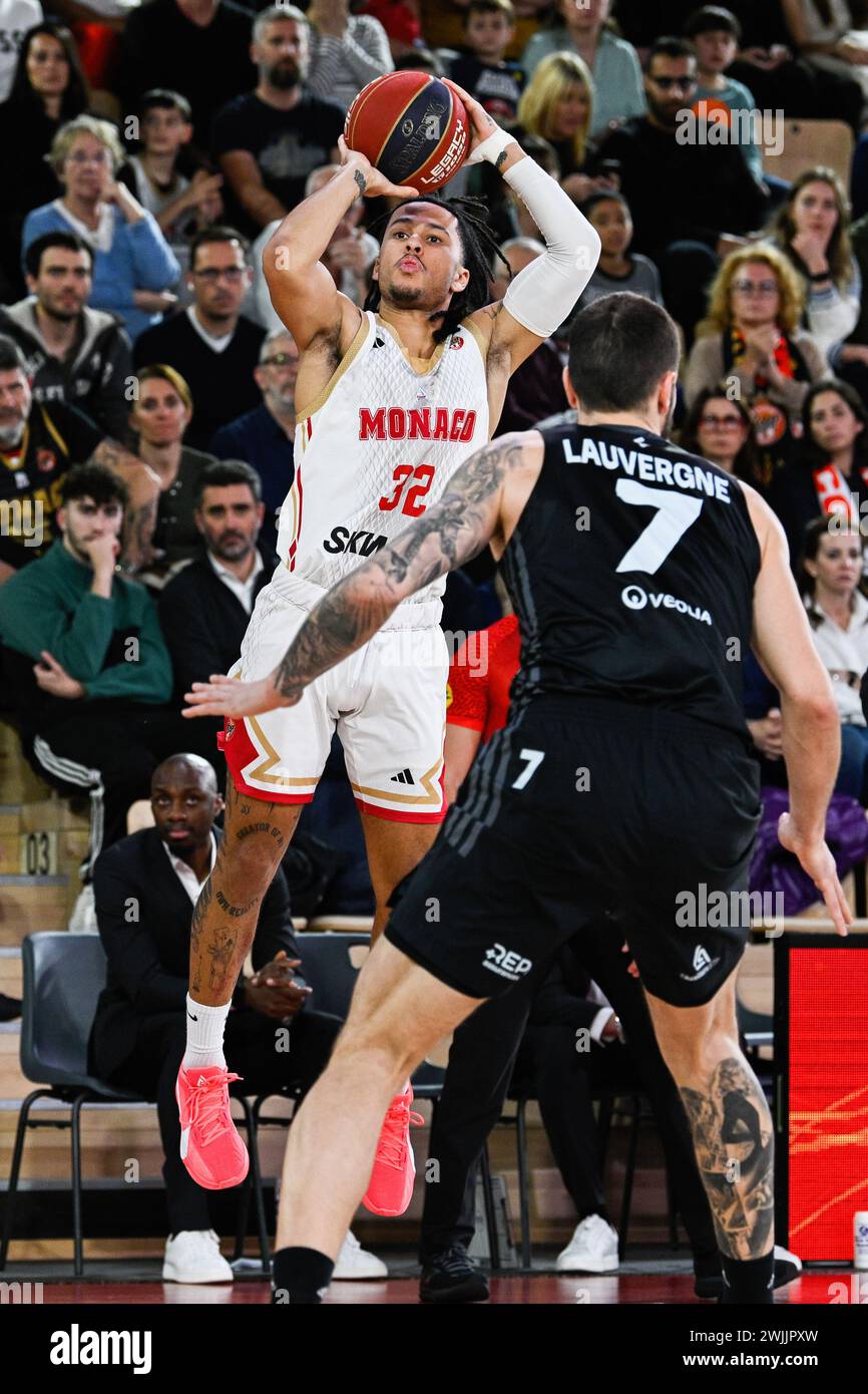 Monaco, Monaco. 13th Feb, 2024. Asvel's Joffrey Lauvergne #7 and Monaco ...