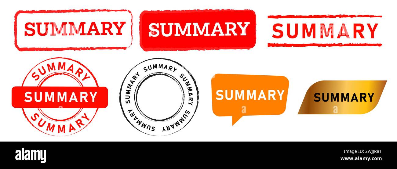 Text summary synopsis summarizing rubber stamp speech bubble label ...