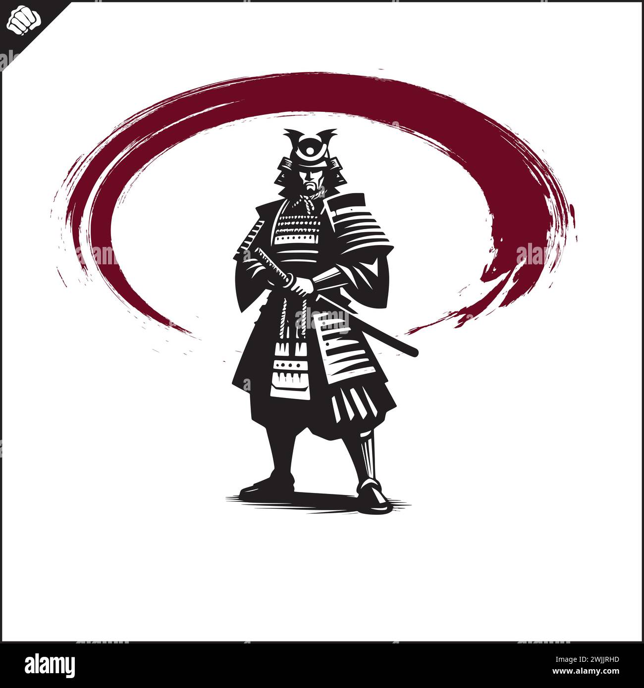 Samurai. Japan warrior whith katana sward. Graphic logo. Vector EPS ...