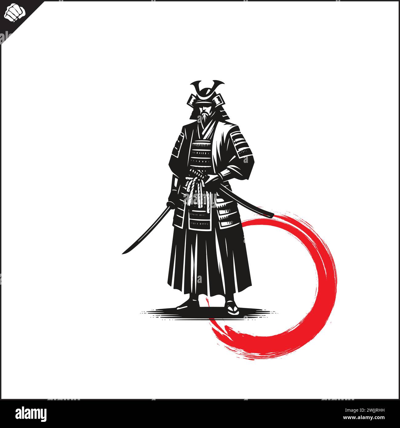Samurai. Japan warrior whith katana sward. Graphic logo. Vector EPS ...