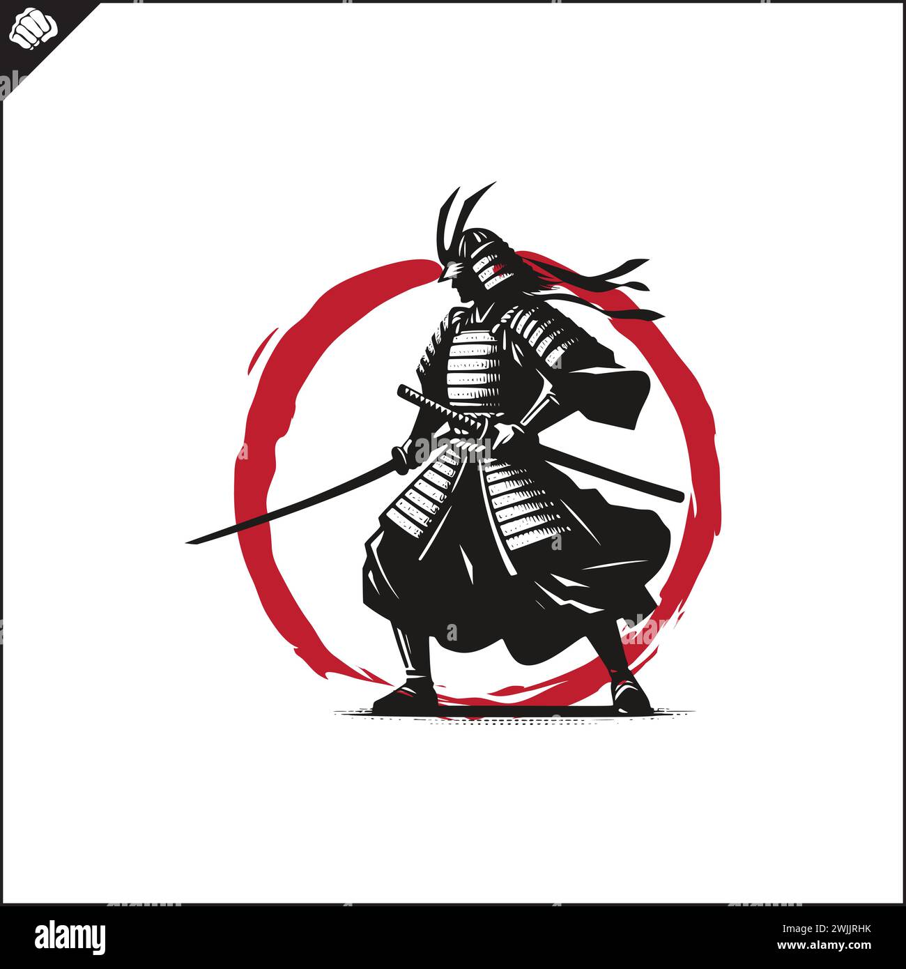 Samurai. Japan warrior whith katana sward. Graphic logo. Vector EPS ...