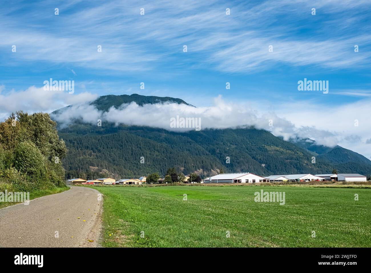 Canadian Farmland With Blue Cloudy Sky. Countryside Farm in the morning ...