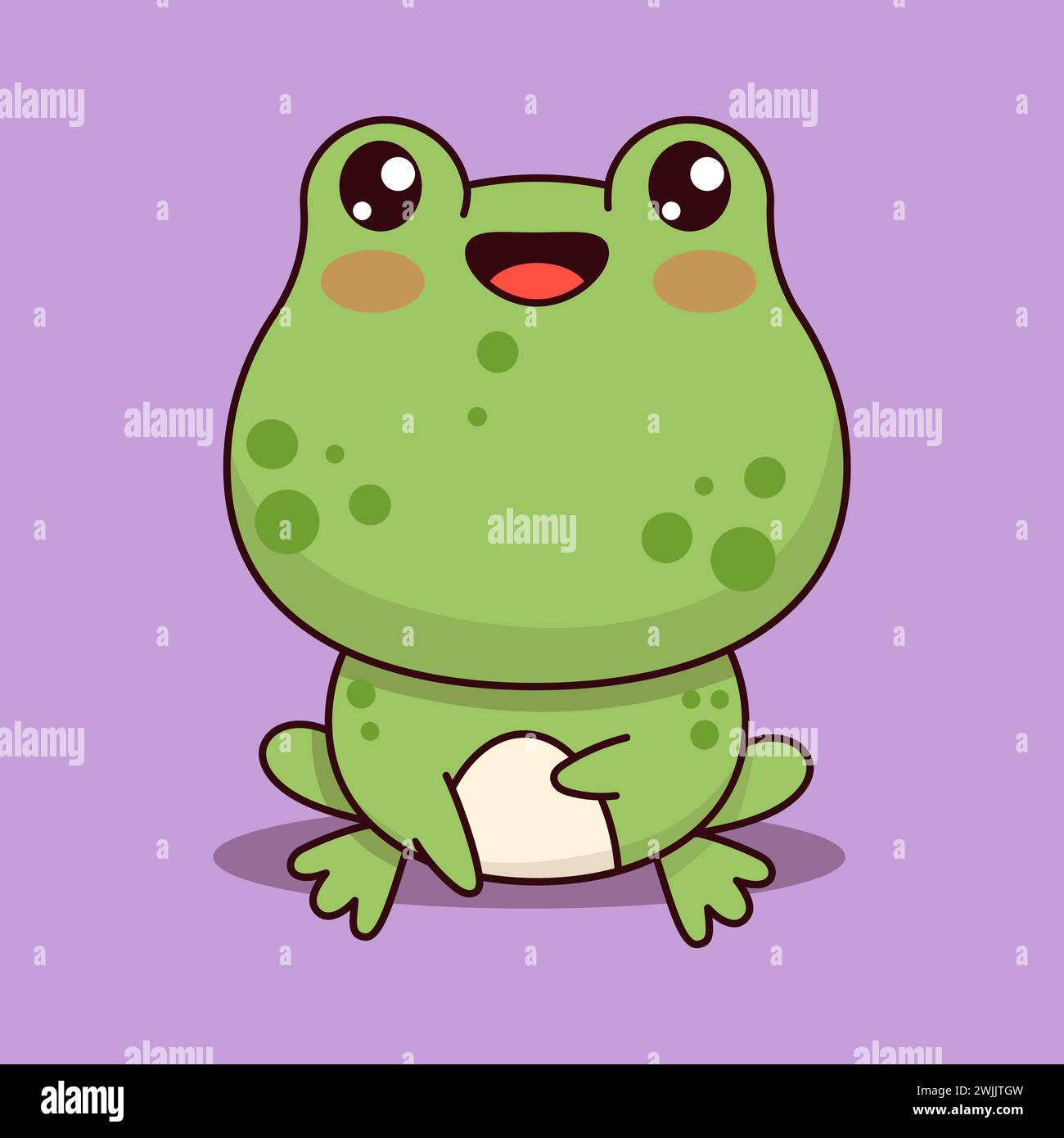 Cute frog. Funny cartoon animal kawaii character. Vector illustration ...