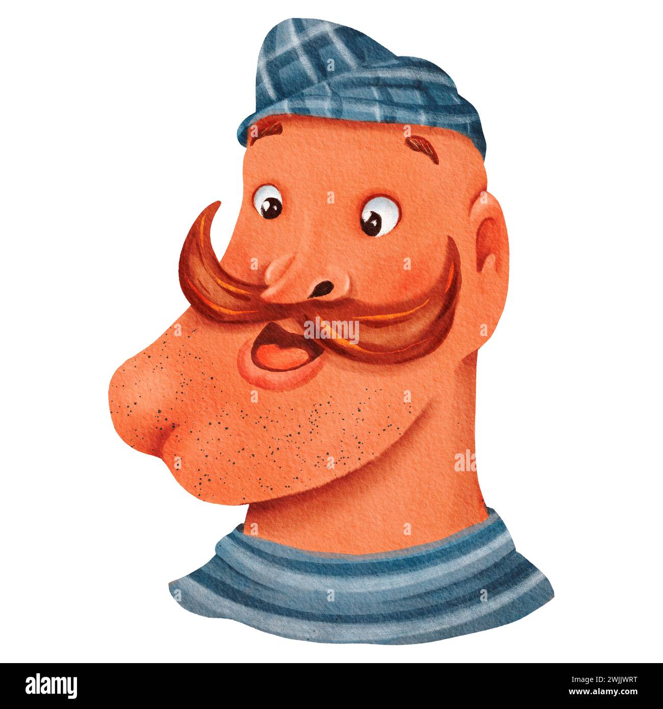 Fictional character with striped shirt, hat, and mustache illustration ...