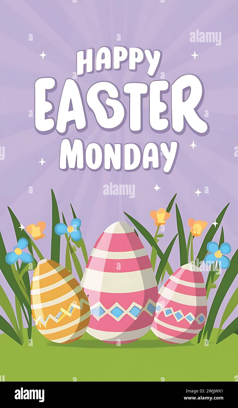 celebrated Easter monday poster template design with egg background ...