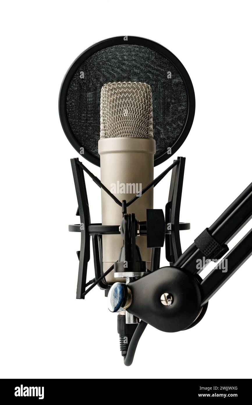 Professional studio microphone on the white background Stock Photo - Alamy