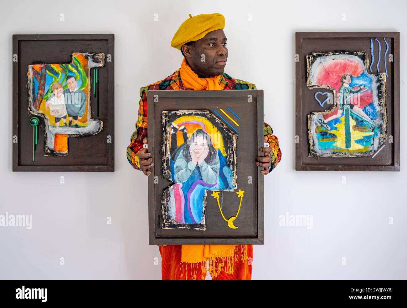 Zembla gallery, Hawick, Scottish Borders. Images show artist Sol GOLDEN ...