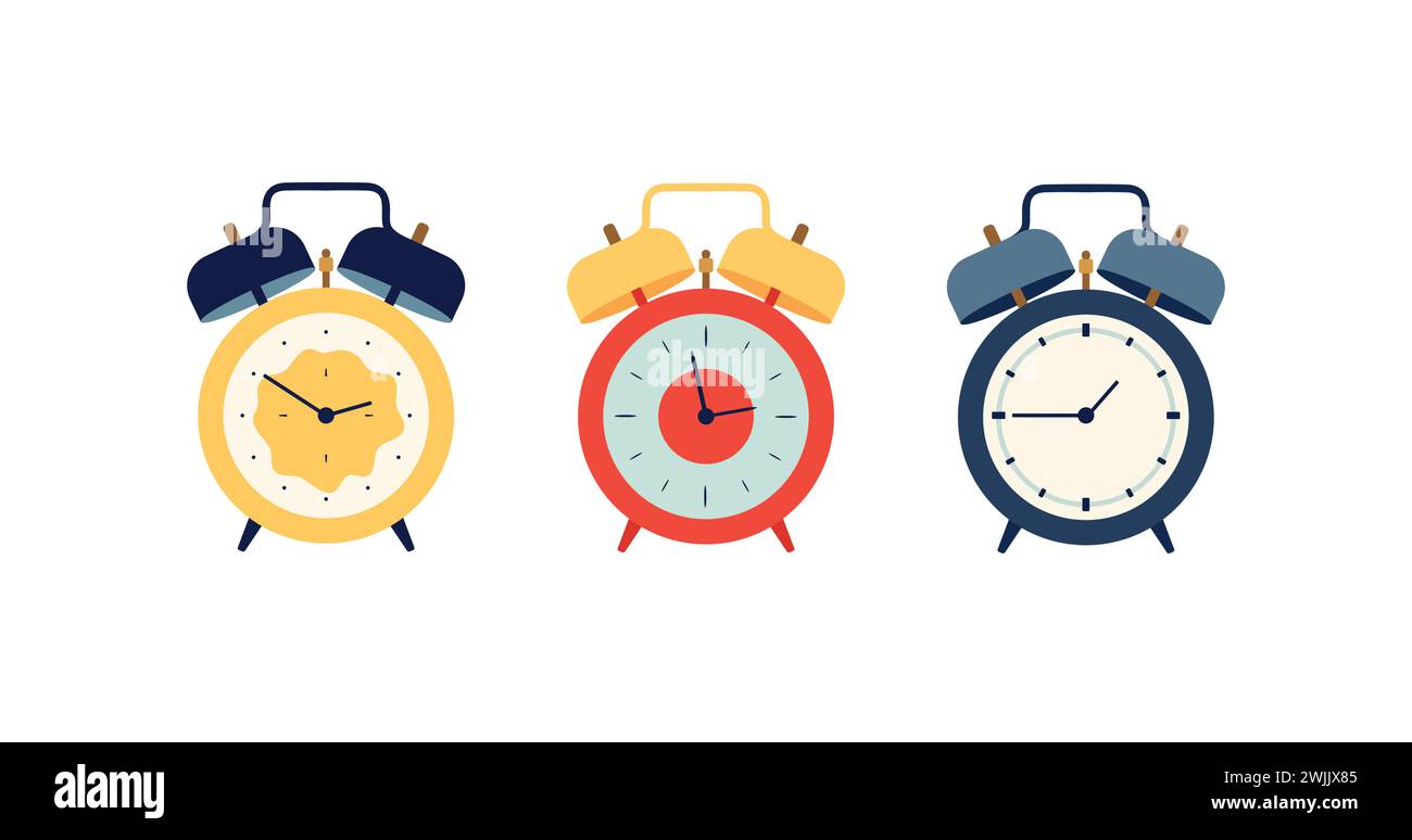 Set of colorful alarm clocks vector illustration Stock Vector Image & Art - Alamy