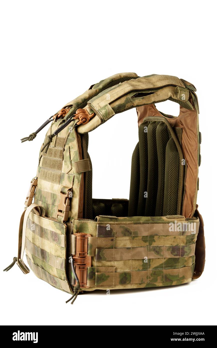 Camouflage bulletproof vest isolated on white background Stock Photo ...