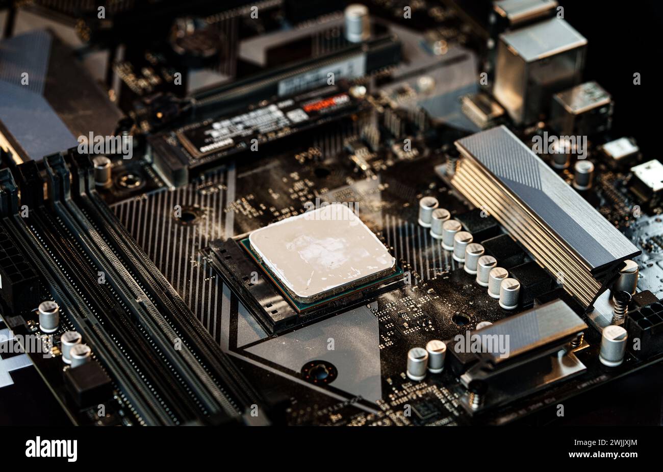 Computer parts of processing unit close up Stock Photo - Alamy