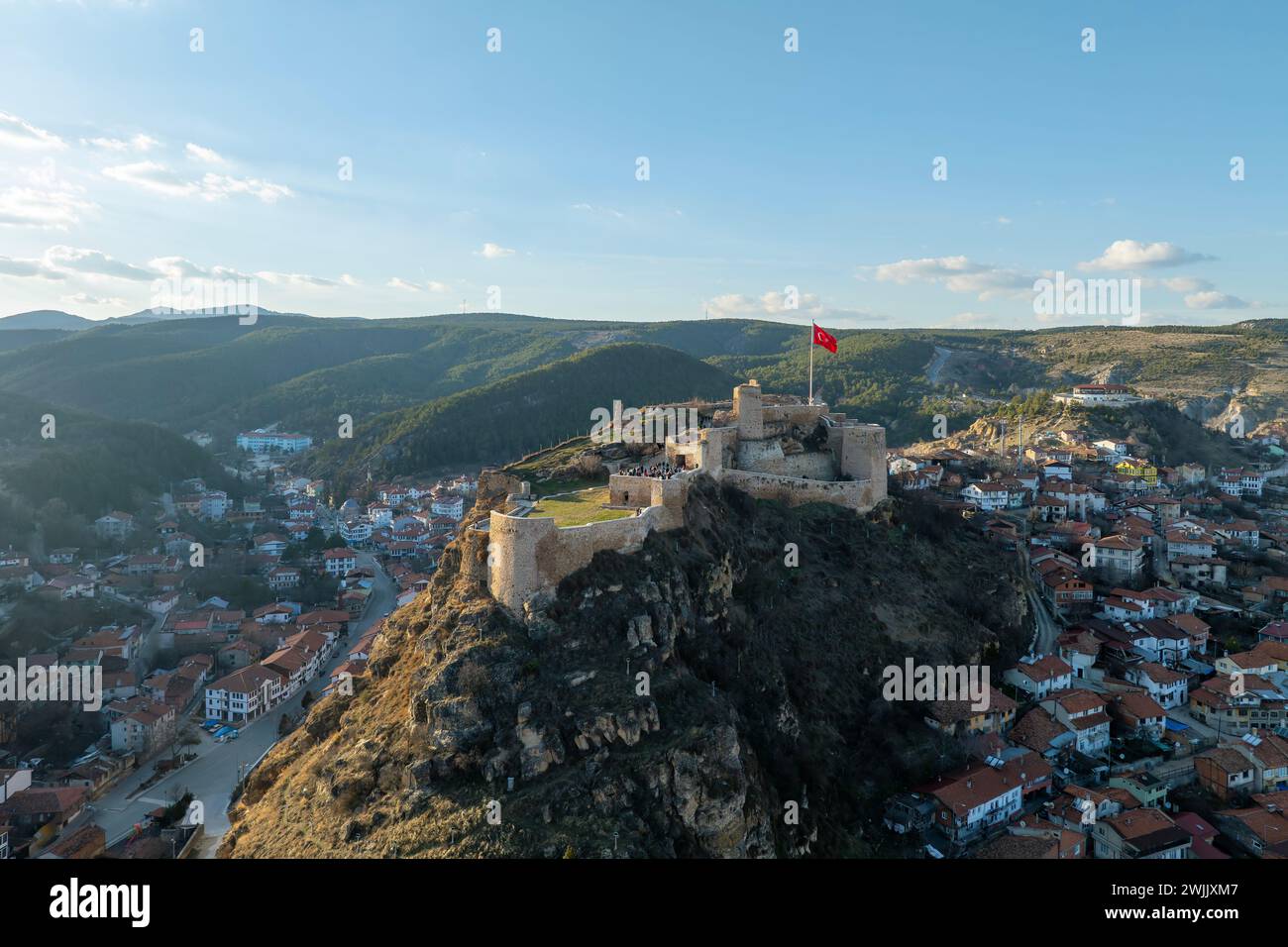 Landscape of historical Kastamonu castle on the hills near the city ...