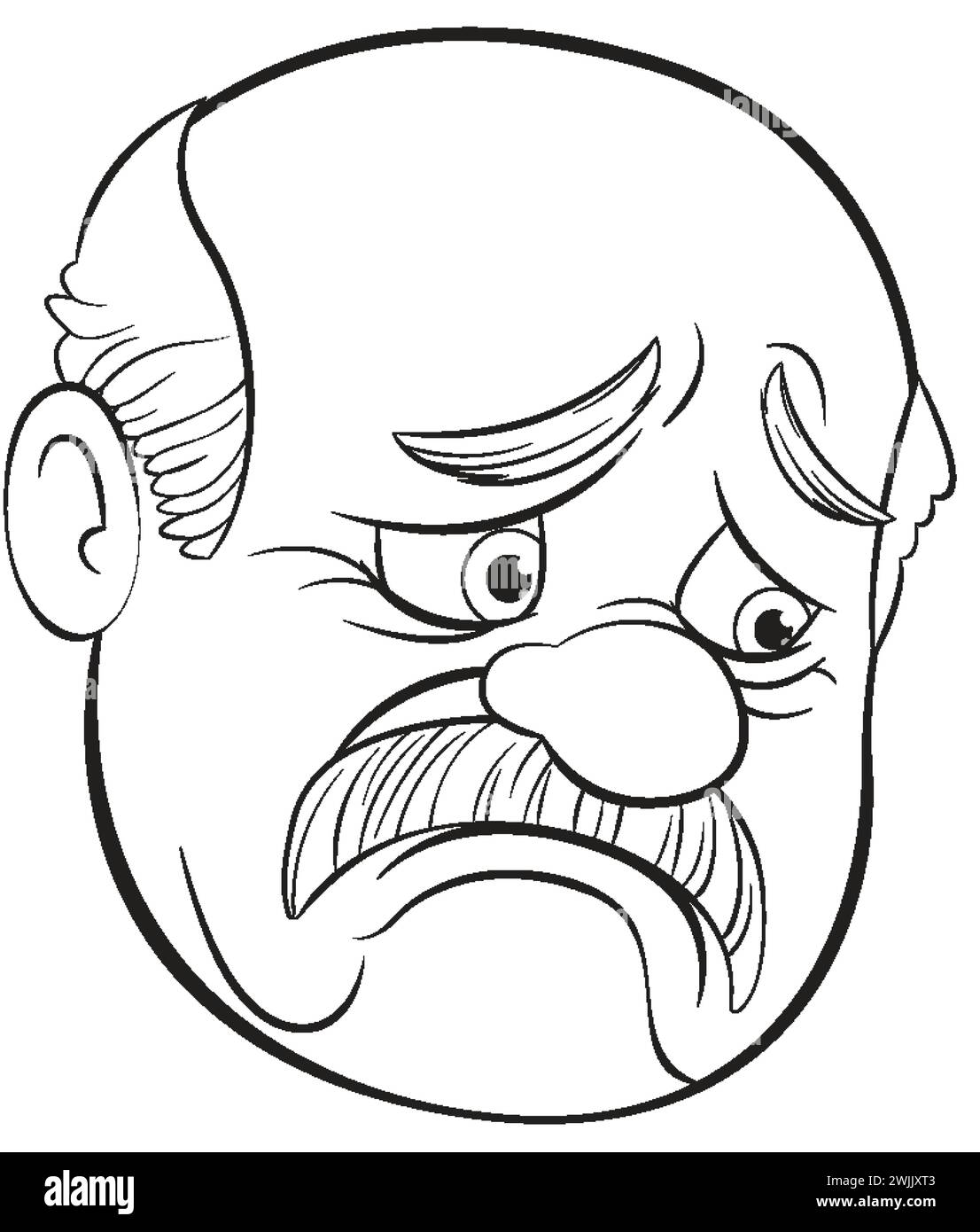 Black and white illustration of a concerned man Stock Vector Image ...