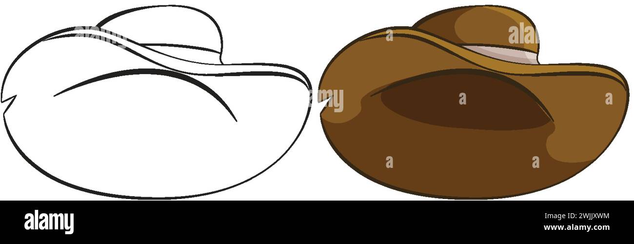 Two versions of a hat, outlined and colored Stock Vector Image & Art ...