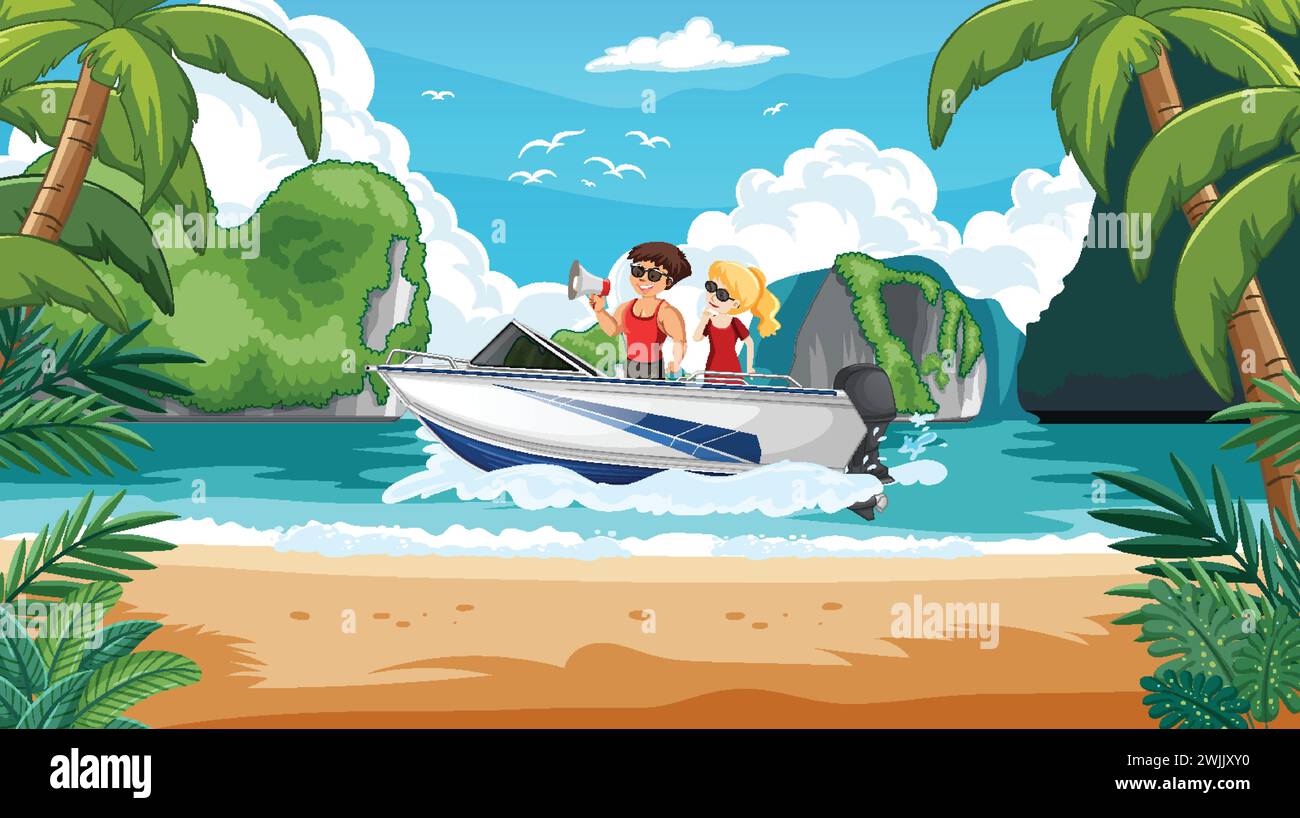 Coastal boat ride Stock Vector Images - Alamy