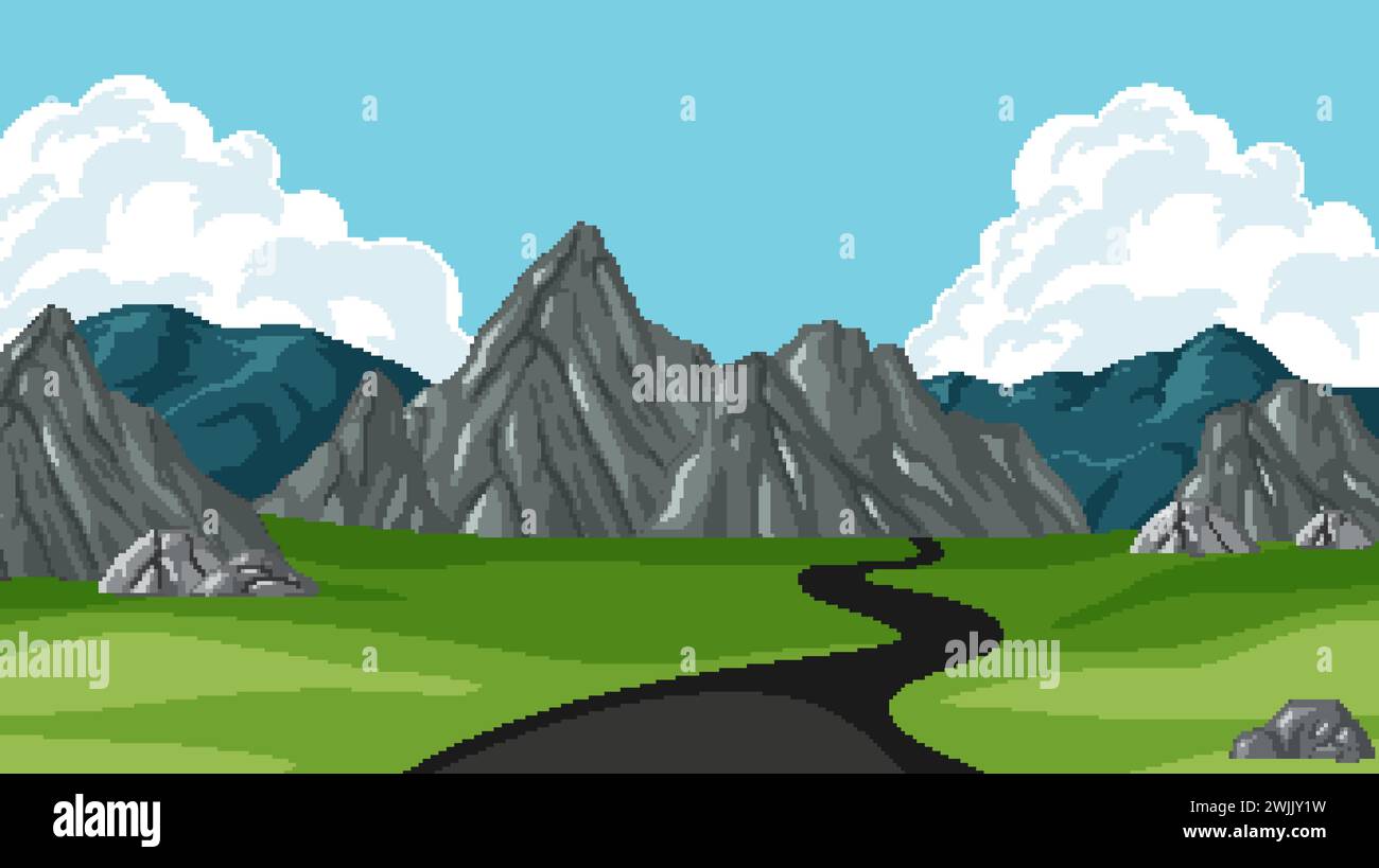 Vector illustration of mountains with a winding path Stock Vector Image ...