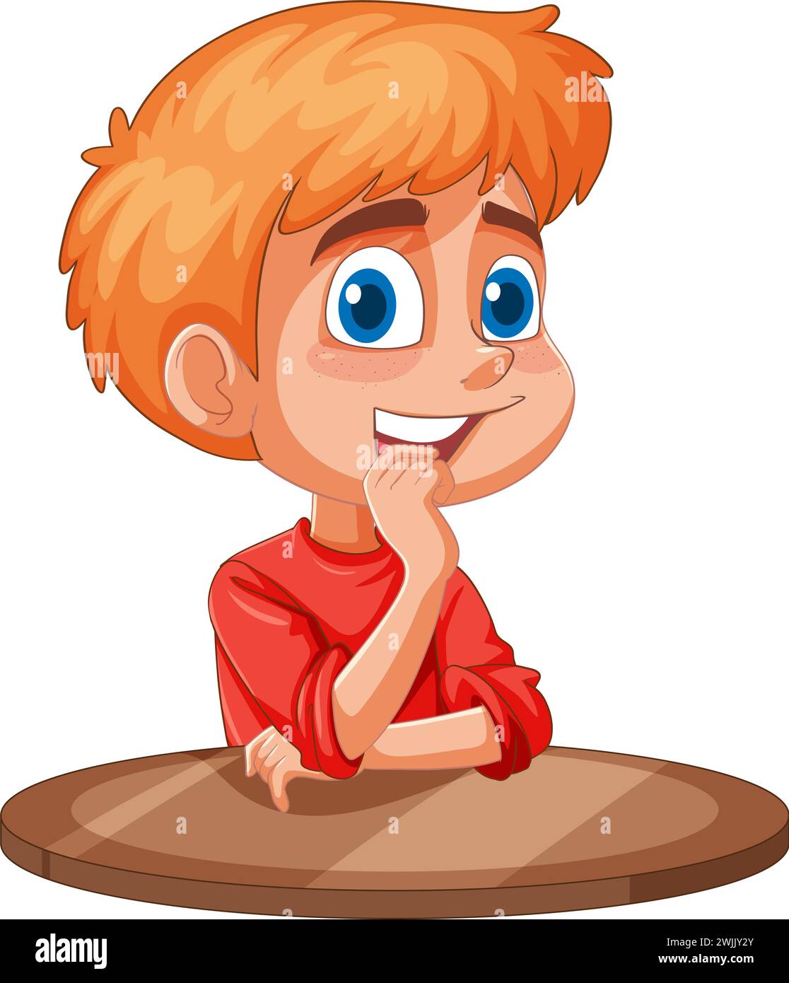 Illustration of a thoughtful boy with a curious expression Stock Vector ...