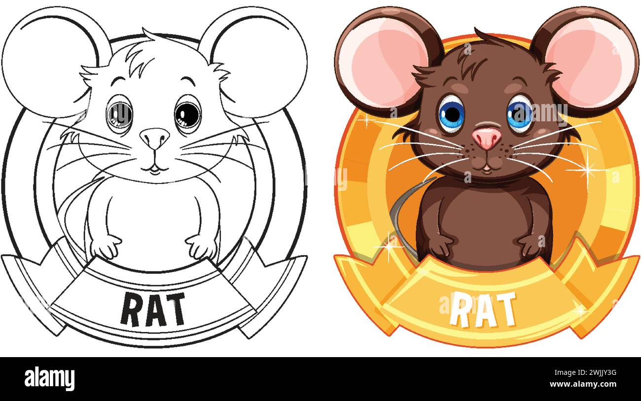 Two adorable vector rats with distinct badges Stock Vector Image & Art ...