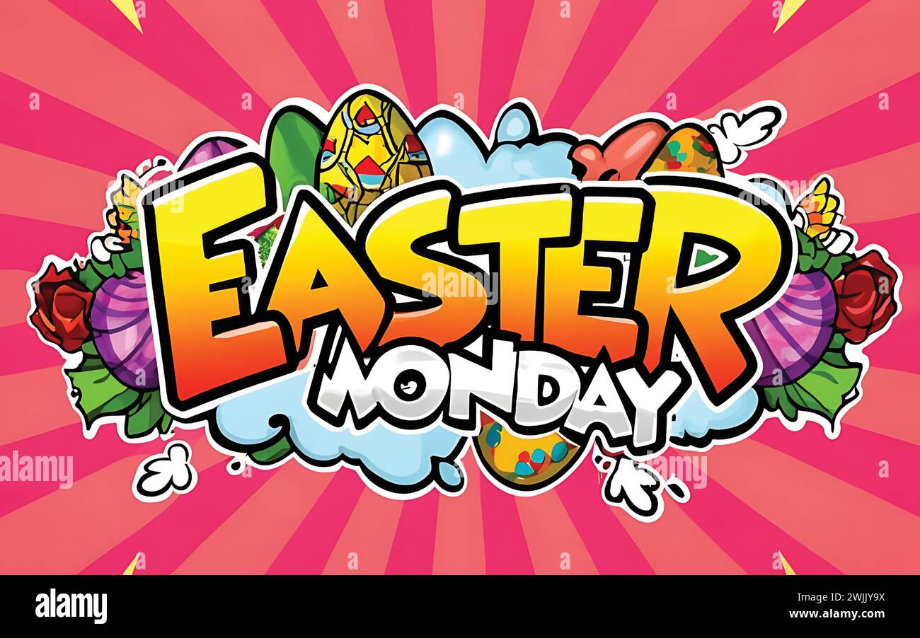 3D Easter monday poster template design with egg background Stock ...