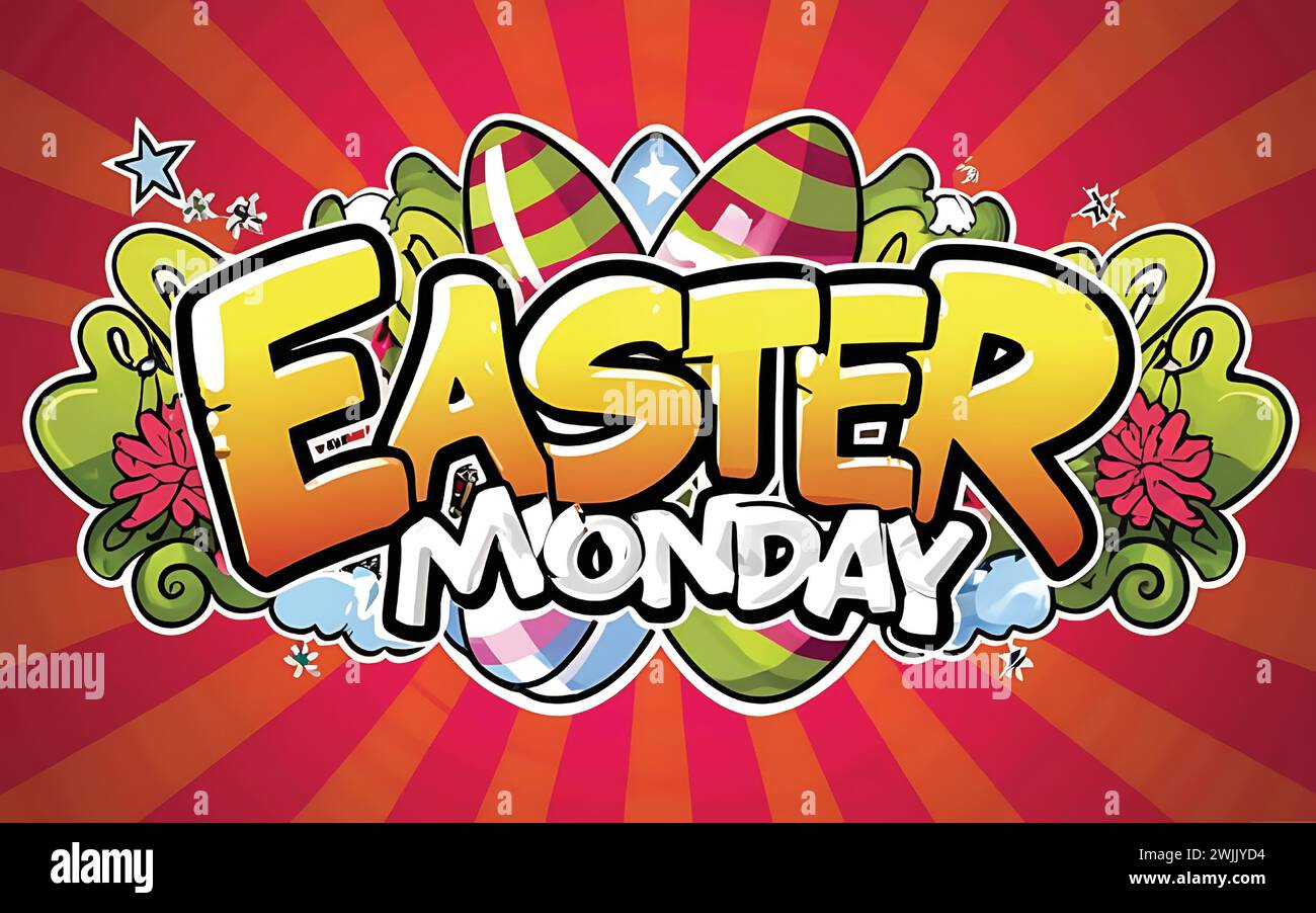 3D Easter monday poster template design with egg background Stock ...