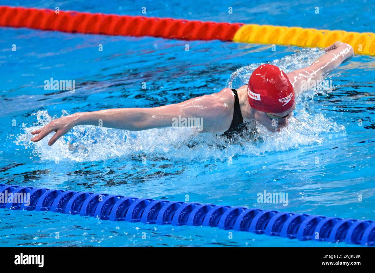 Doha, Qatar. 15th Feb, 2024. Laura Stephens of Britain competes during ...