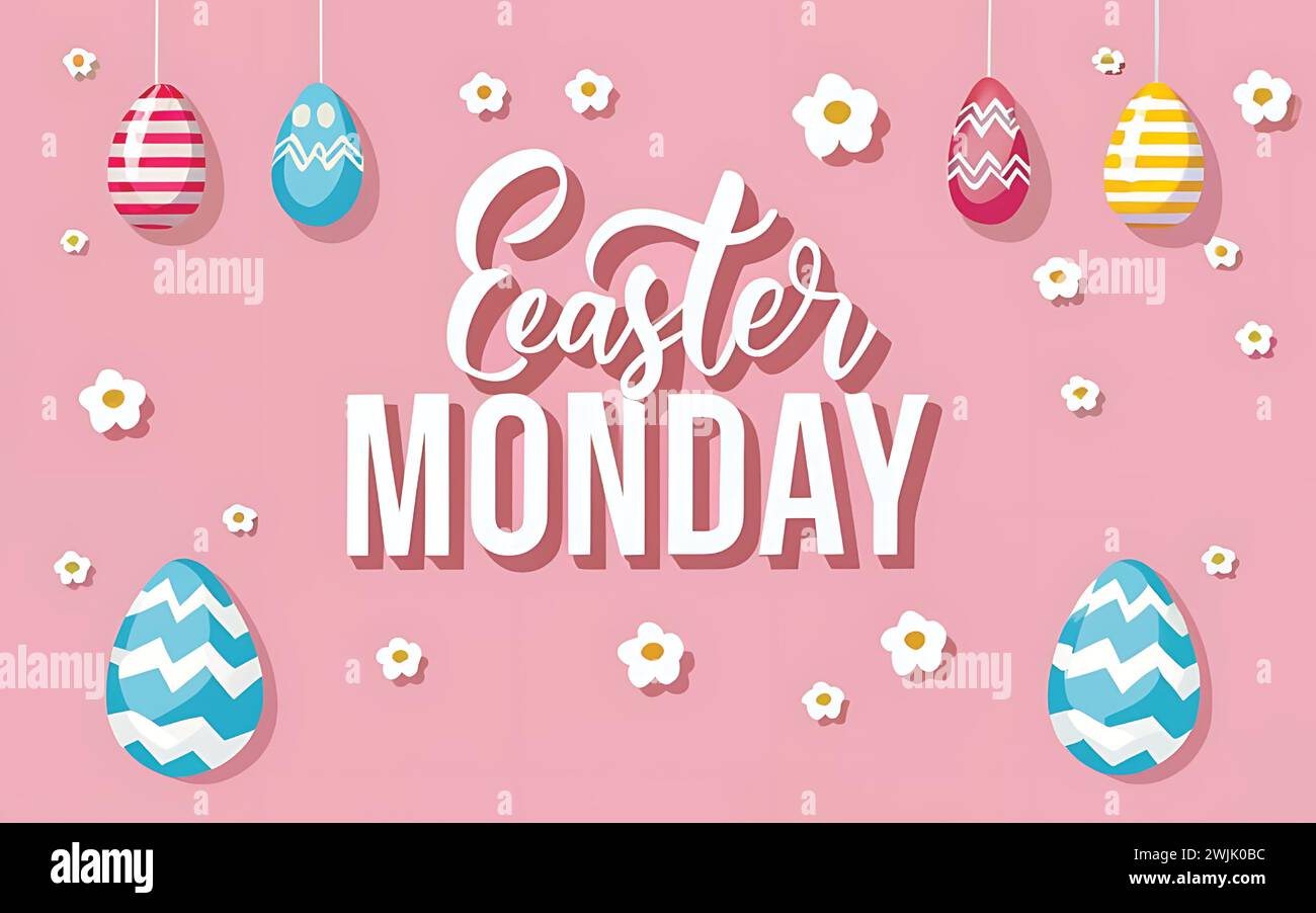 3D Easter monday poster template design with egg background Stock ...