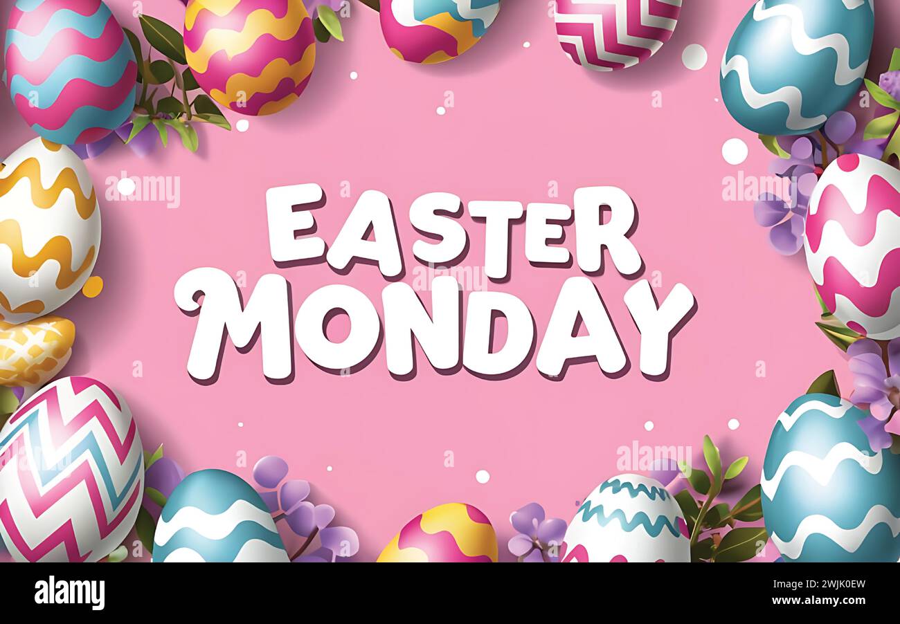 3D Easter monday poster template design with egg background Stock ...