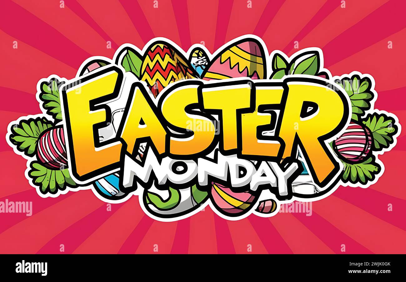 celebrated Easter monday poster template design with egg background ...