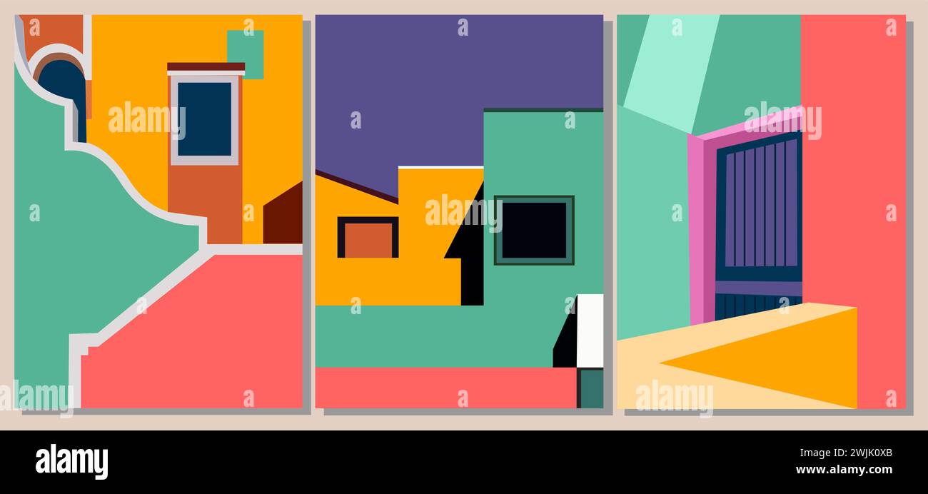 Set of abstract vector art architectural posters Stock Vector Image ...